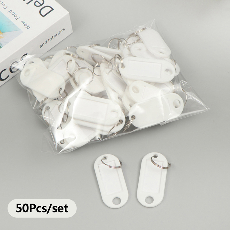 50Pcs Colorful Keychain Key Tag Label ID Name Room Address TEL Number ...