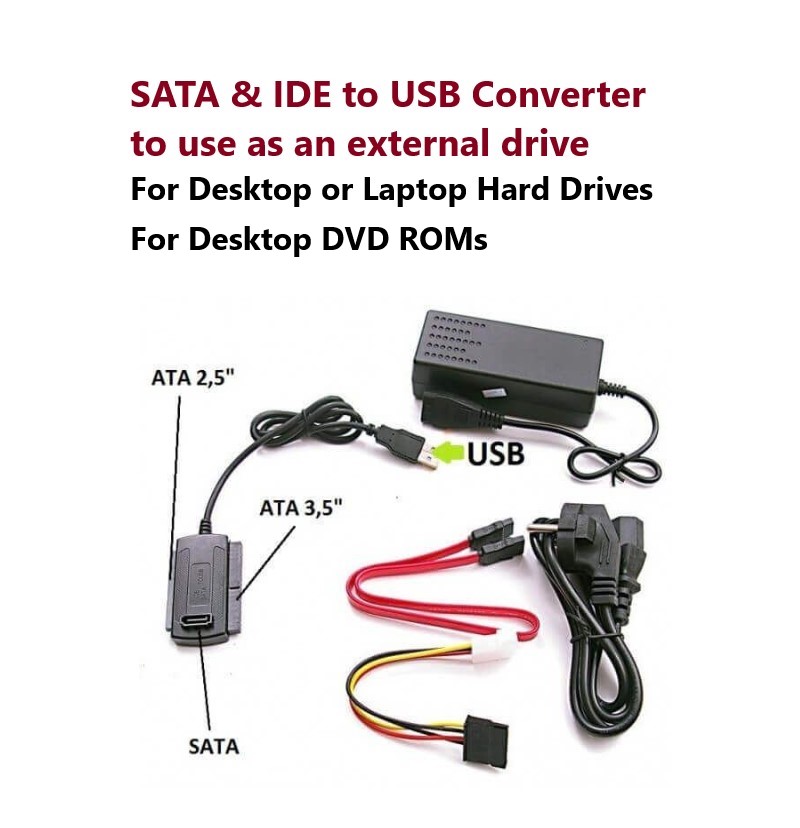 SATA and IDE to USB Converter for Desktop Hard Drives Laptop Hard ...