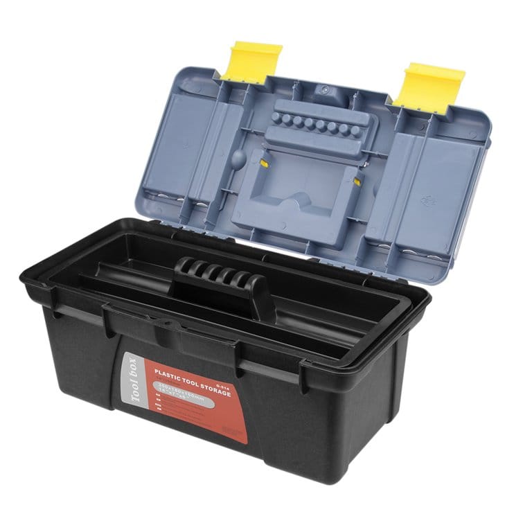 14-inch Tool Box Plastic Tool Box with Tray and Organizers Includes ...