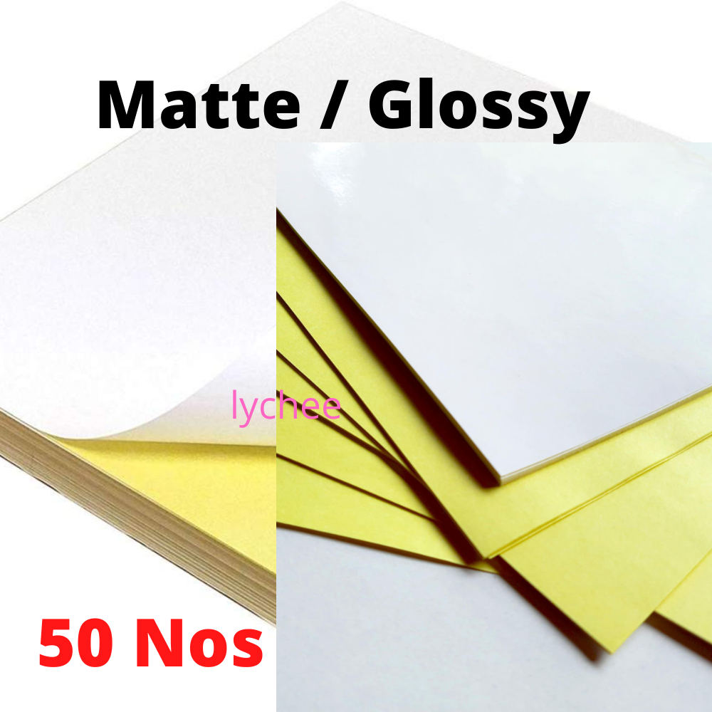 Sticker Paper Matte / Glossy A4 Size 50 Sheets Blank Sticker Paper ...