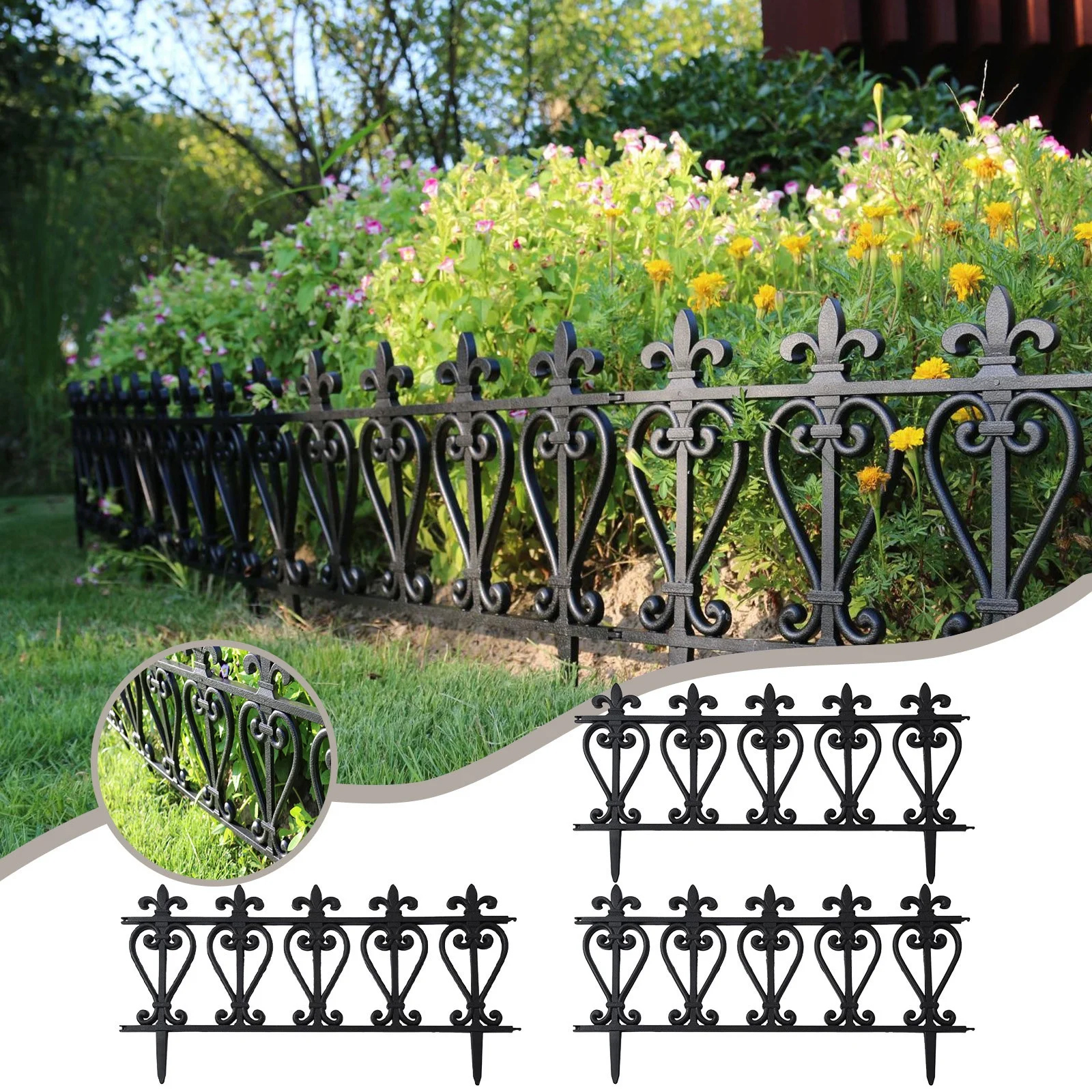Garden Mini Fence Set 3Pcs | Outdoor Decorative Fence Landscape Plastic ...