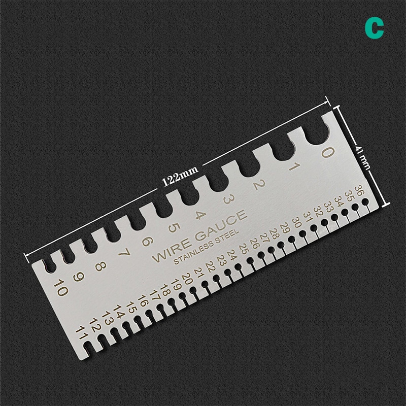 0-36 Round AWG SWG Wire Gauge Thickness Ruler Gauge Diameter Stainless ...