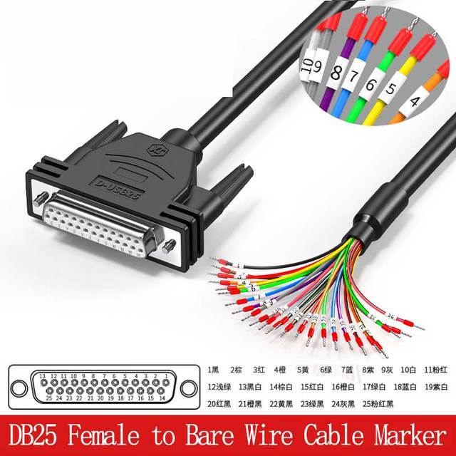 Db9 Connector Rs232 Serial Cable 9 Male 15 25 Female To Bare Wire With Cable Marker Db15 Db25 ...