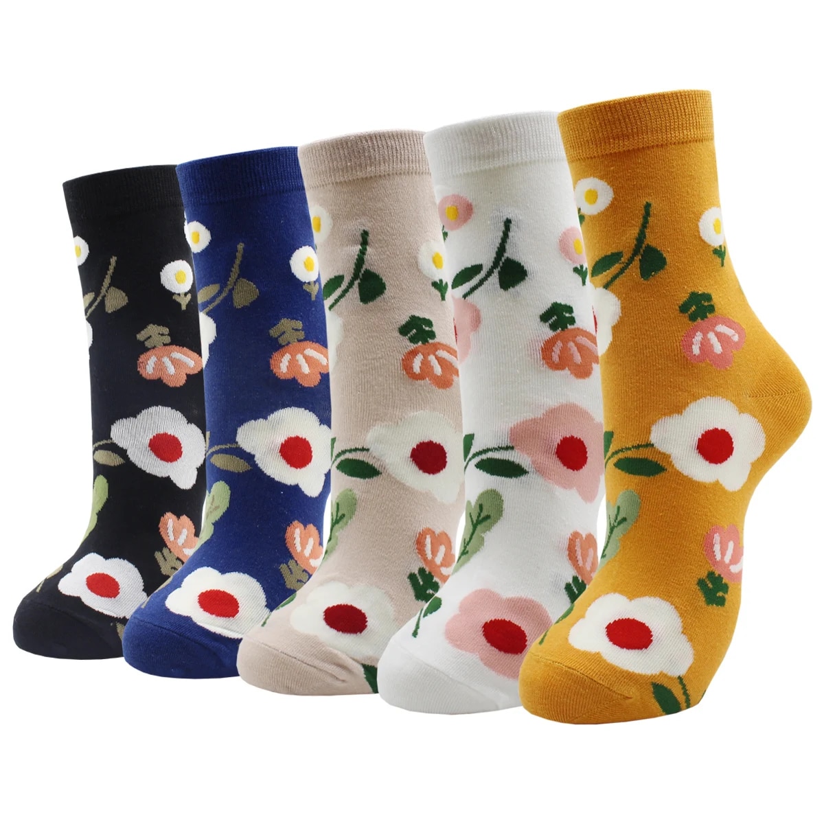 5 Pairs New Fashion Colorful Harajuku Korean Kawaii Cute Women Socks ...