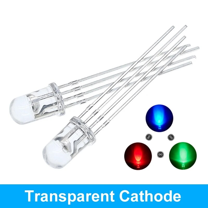 50pcs Multicolor 4pin 5mm RGB Led Diode Light Lamp Tricolor Round ...