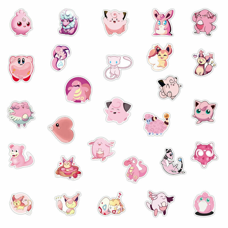 20/40/60Pcs Pink TAKARA TOMY Laptop stickers POKEMON stickers for kids ...