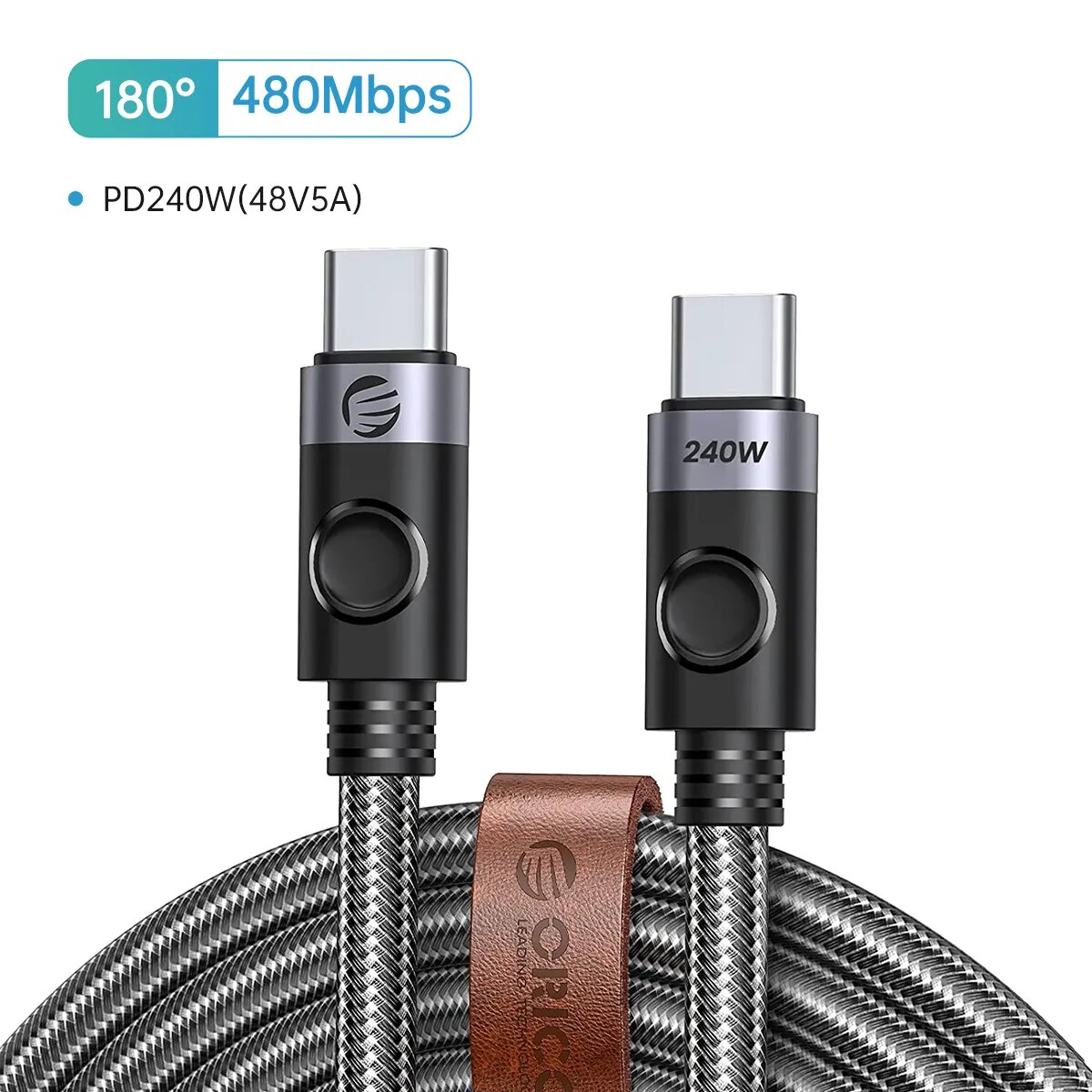 ORICO 240W Cable USB4 Type C Fast Charging Cord 40Gbps Data Transfer 8K@60Hz for Xiaomi Huawei ...