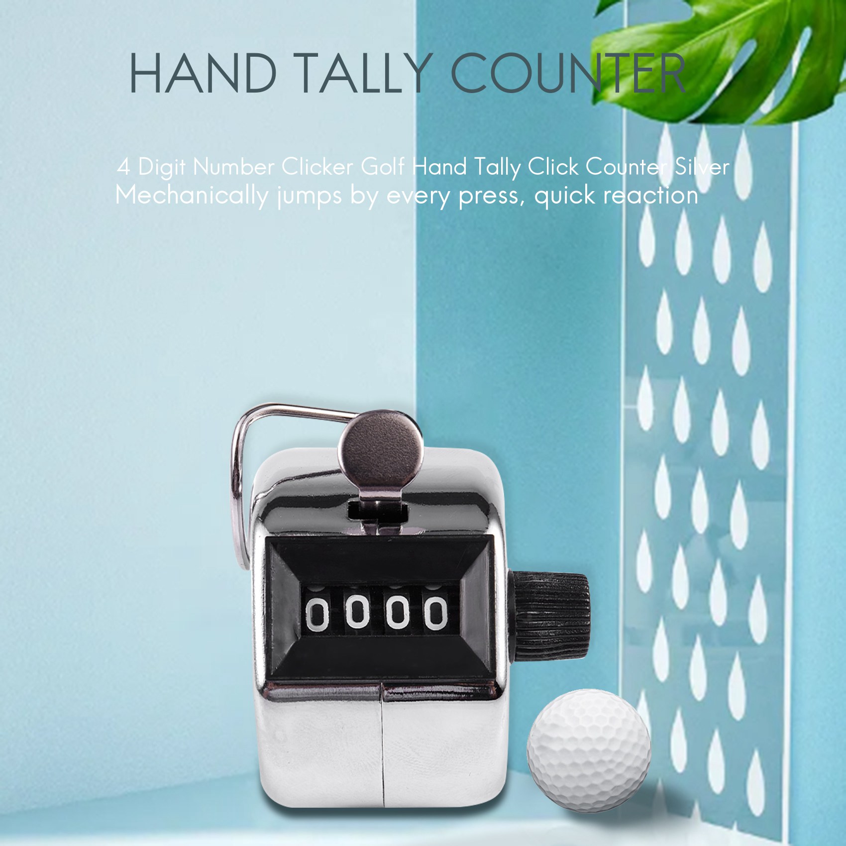 Sptrry4 Digit Number Clicker Golf Hand Tally Click Counter Silver ...
