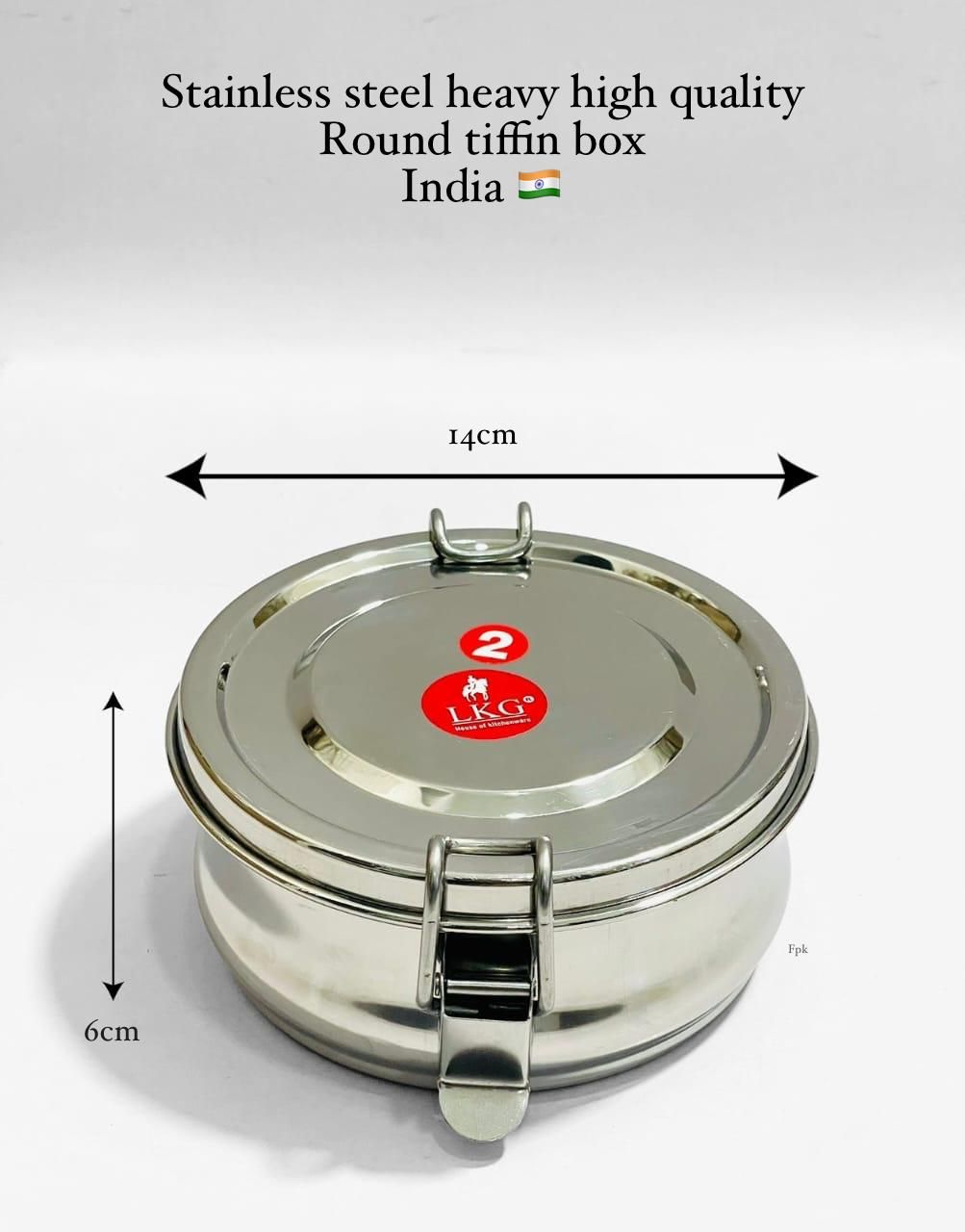 Buy Silver Premium Stainless Steel Heavy-Duty Round Lunch Box