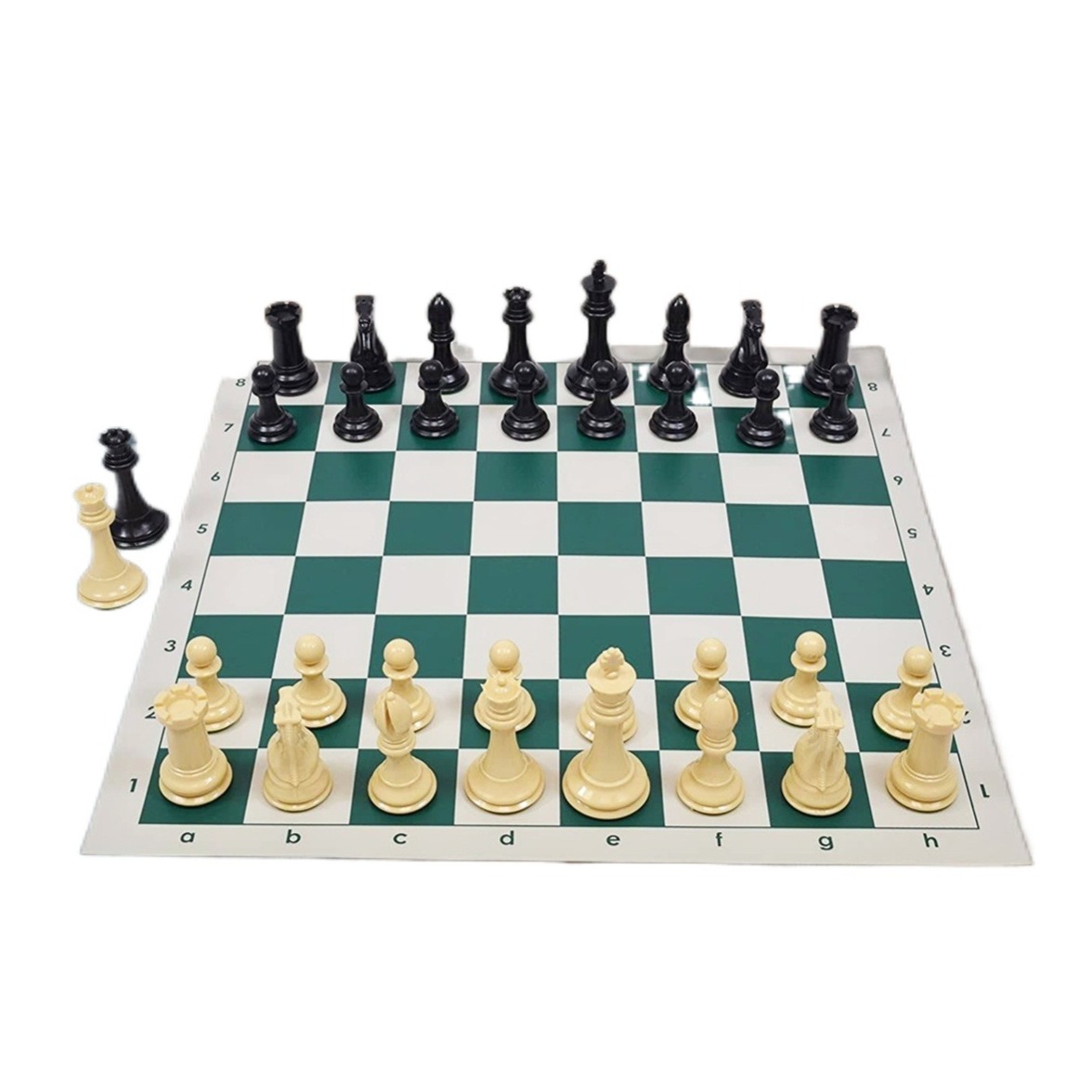 Leap Chess Set Green & White Roll Up Vinyl Board, Hard Plastic Pieces ...
