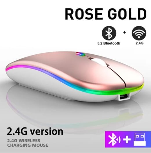 LED Wireless Mouse USB Rechargeable Bluetooth-compatible RGB Mouse ...