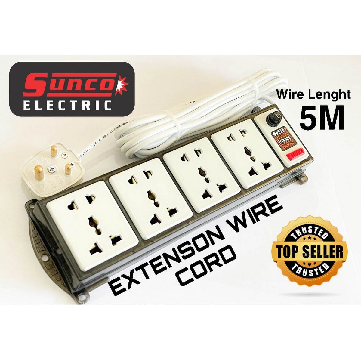 Sunco Extenson Wire cord 5m/ Multi Plug,Trailing Socket 2000w | Daraz.lk