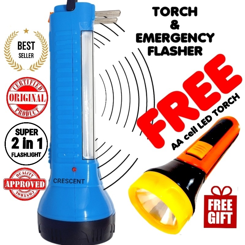 Torch Rechargeable & Flashlights with Emergency side tiub lamp + ( FREE ...