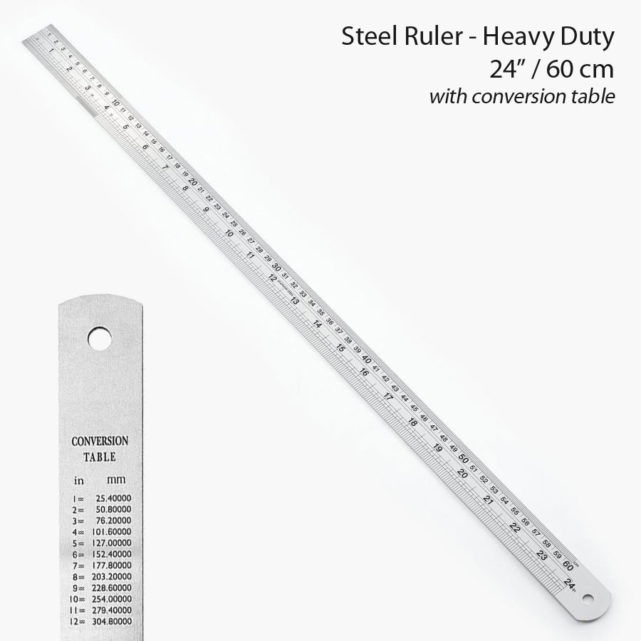 Steel Measuring Ruler - Heavy Duty Stainless Steel - 24 in - 600mm ...