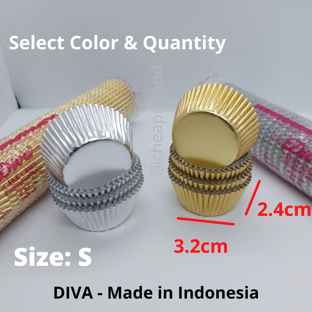 Small DIVA Premium Muffin Liners Set Gold / Silver 100 / 50 / 25 Nos - High Quality Cupcake ...