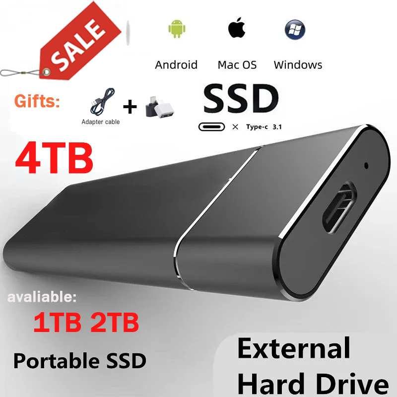 Portable Original 2TB Solid-State Drive 1TB External Hard Drives USB3.1 ...