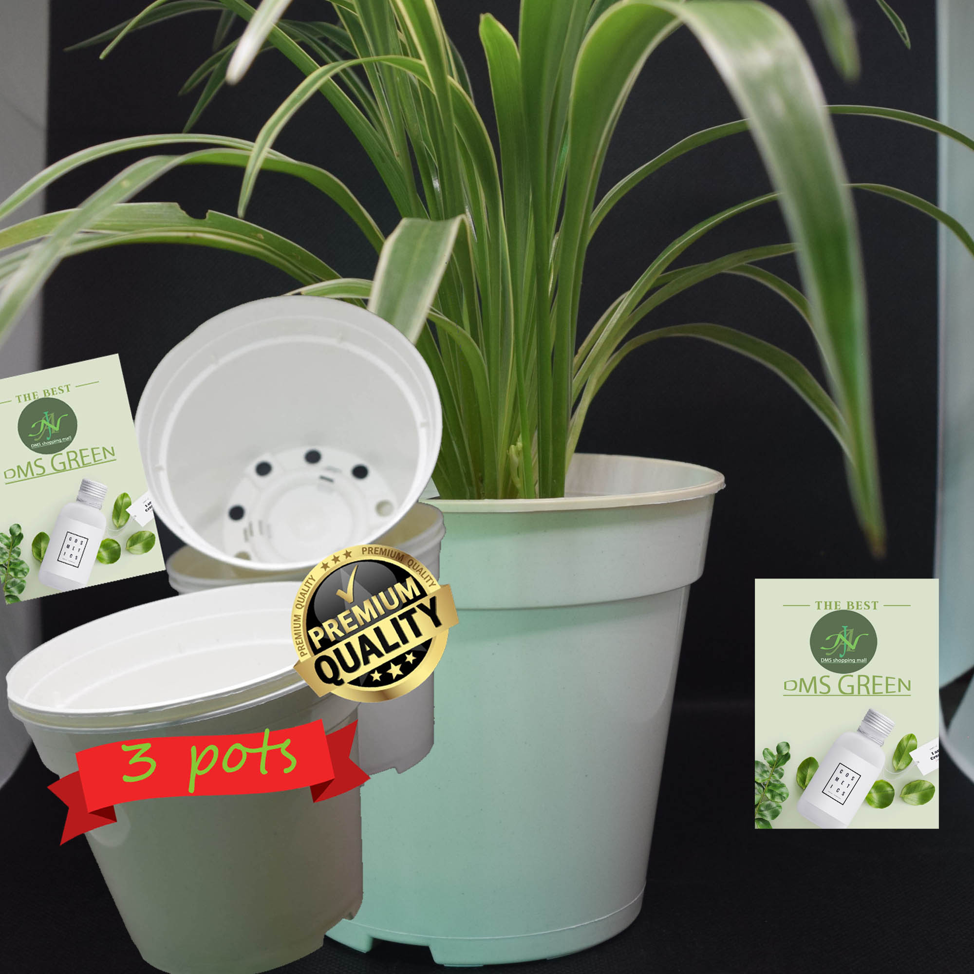 Pots Flower Pots 3 white color Pots | Daraz.lk