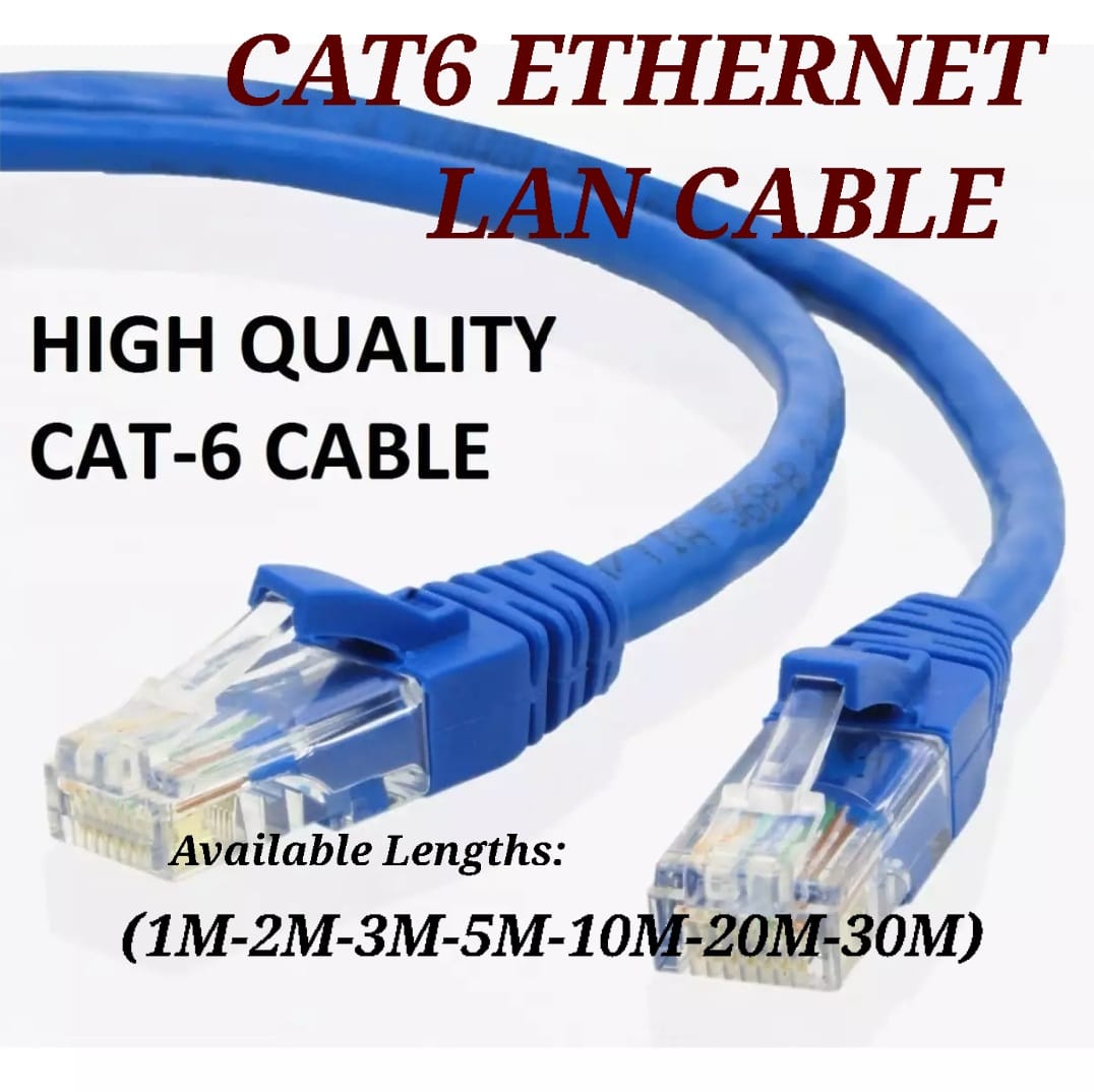 Ethernet Patch Cat6 Cable 3m / 3meter Full Copper Up to 1000Mbps ...
