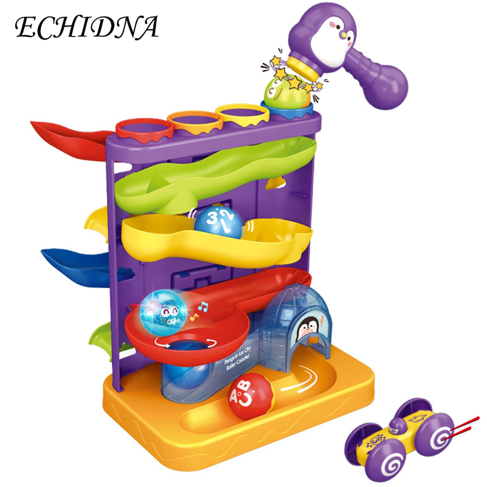 Educational for Toddlers Montessori Pound Ball Car Ramp Track Set for ...