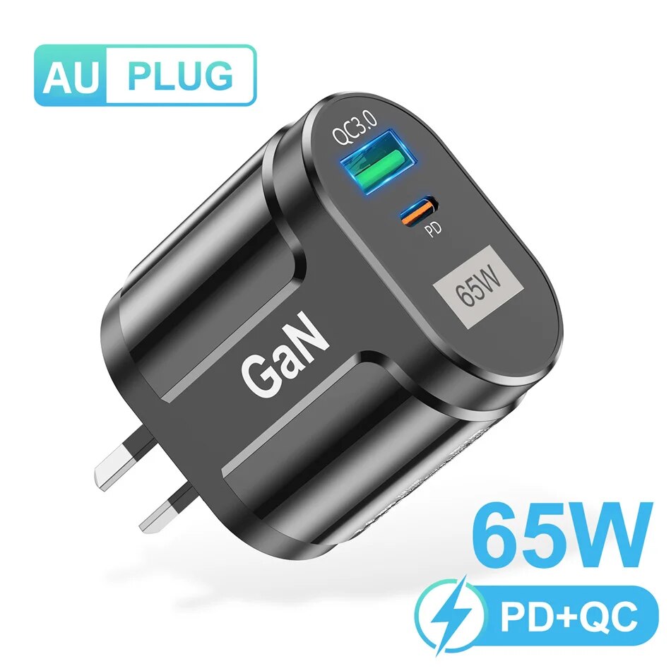 USLION Australian Plug 65W Gan Charger for Australia New Zealand AU ...