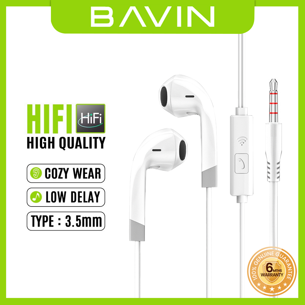 BAVIN HiFi Wired Earphone Stereo Audio Sounds Built-In Microphone ...