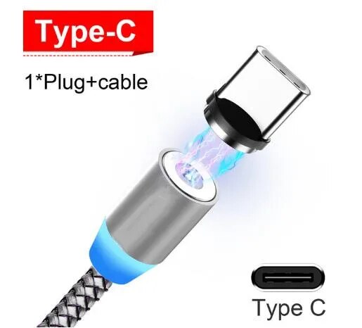 2M Magnetic Cable Micro USB Type C Charger For Android Phones Fast ...