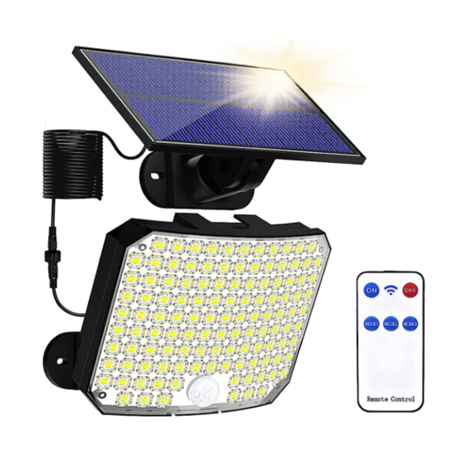 Solar Powered Remote ensor Wall Light Outdoor Waterproof Lighting Home ...