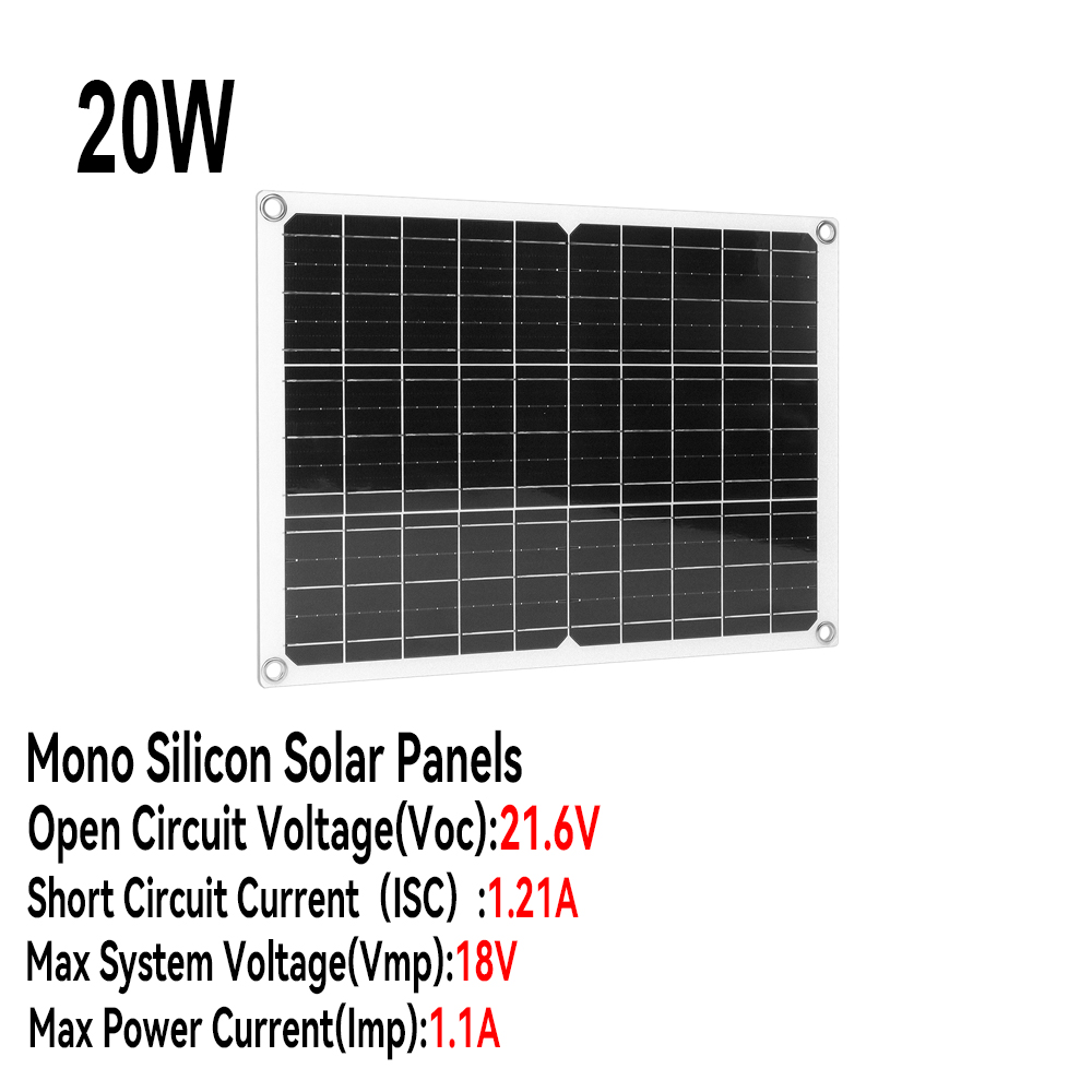 PowMr 6W/20W/40W/60W/80W/100W/ Solar Panel Flexible Monocrystalline ...