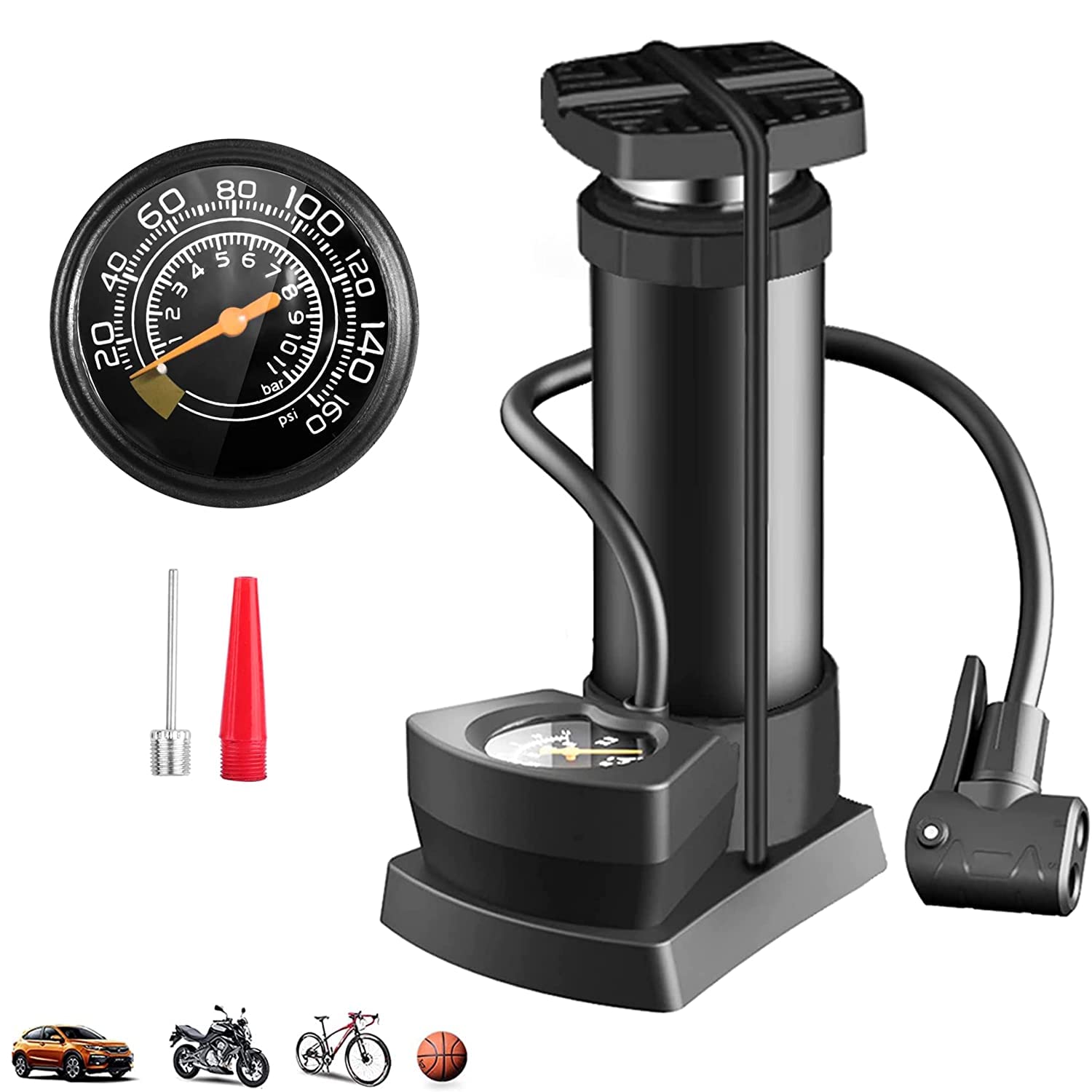 Portable Mini Foot Pump With Meter | Daraz.lk