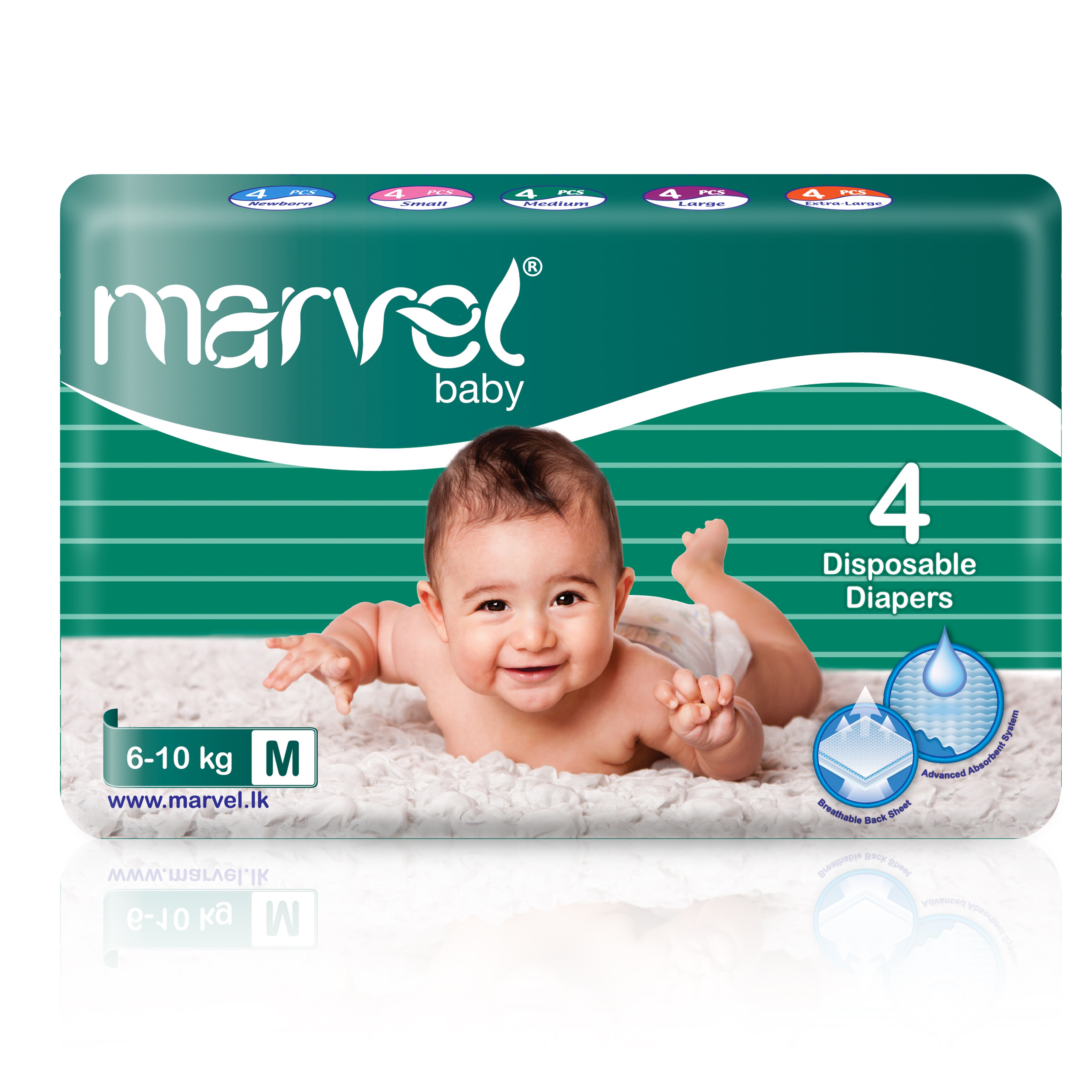 Marvel Baby Diapers Medium 4 Pcs | Daraz.lk
