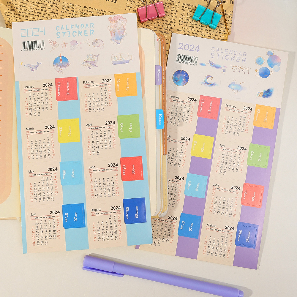 1/2 Set Calendar Index Sticker Month Stickers Tabs Planner Adults 2024 ...