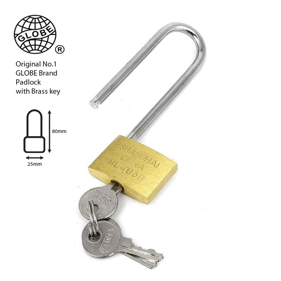 Padlock - Original GLOBE - Brass - Long Shackle - 25mm / 1" | Daraz.lk