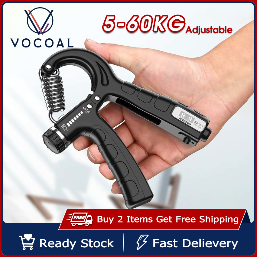 Vocoal Hand Gripper Adjustable Resistance Automatic Counting Non-Slip ...