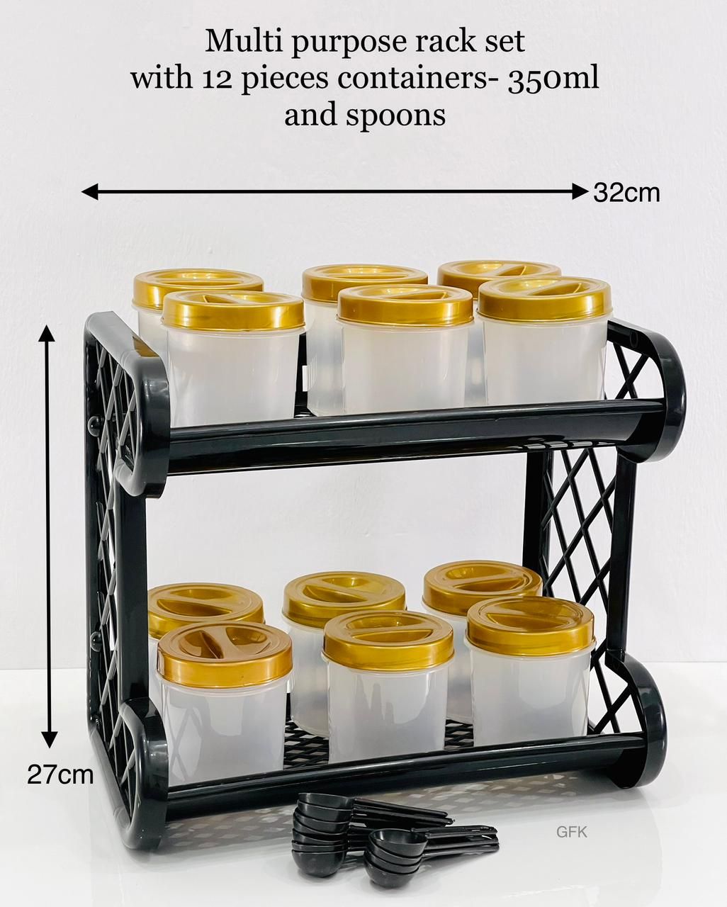 Buy Black Multi Rack Set with 12-Piece Container and Spoon Colle