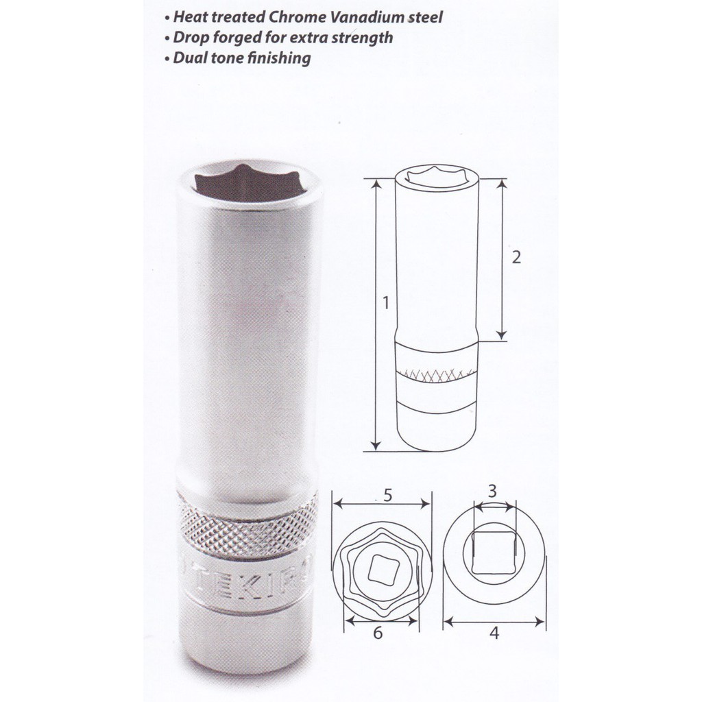 Deep socket 17mm box socket wrench hand tool repair tekiro engine car ...