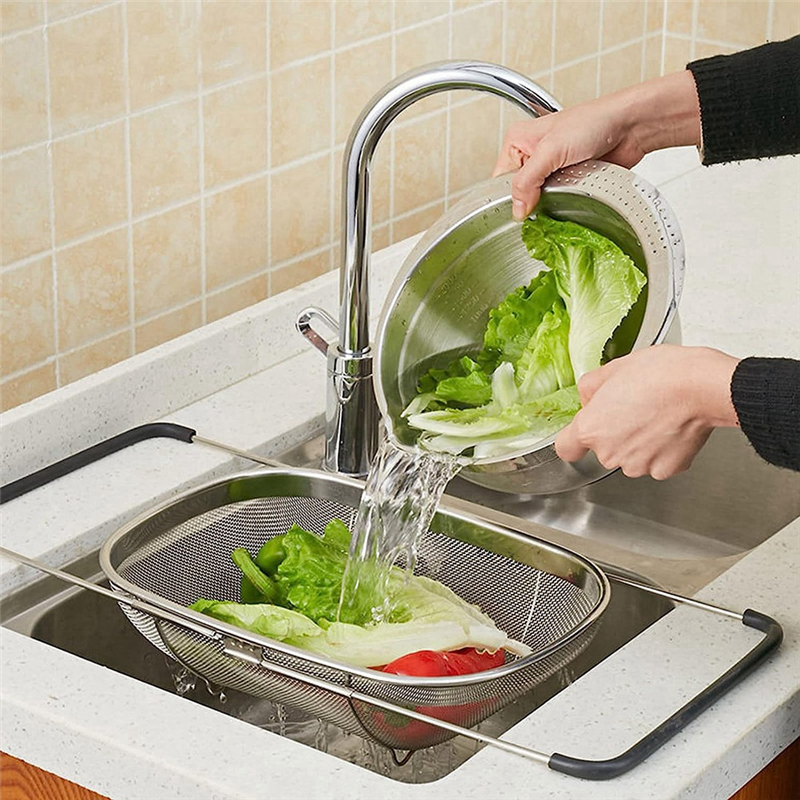 Stainless Steel Telescopic Strainer Basket, Vegetable Fruit Strainers ...