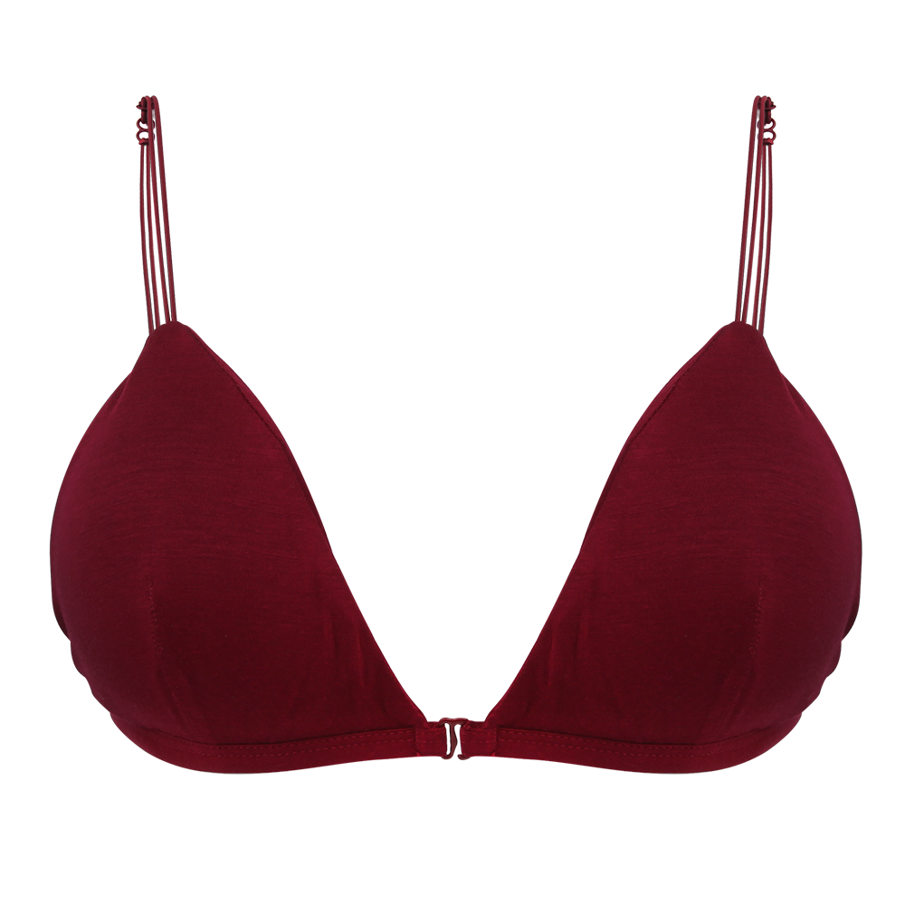 Women Bralette French Style Cotton Bra Girls Triangle Cup Deep V ...