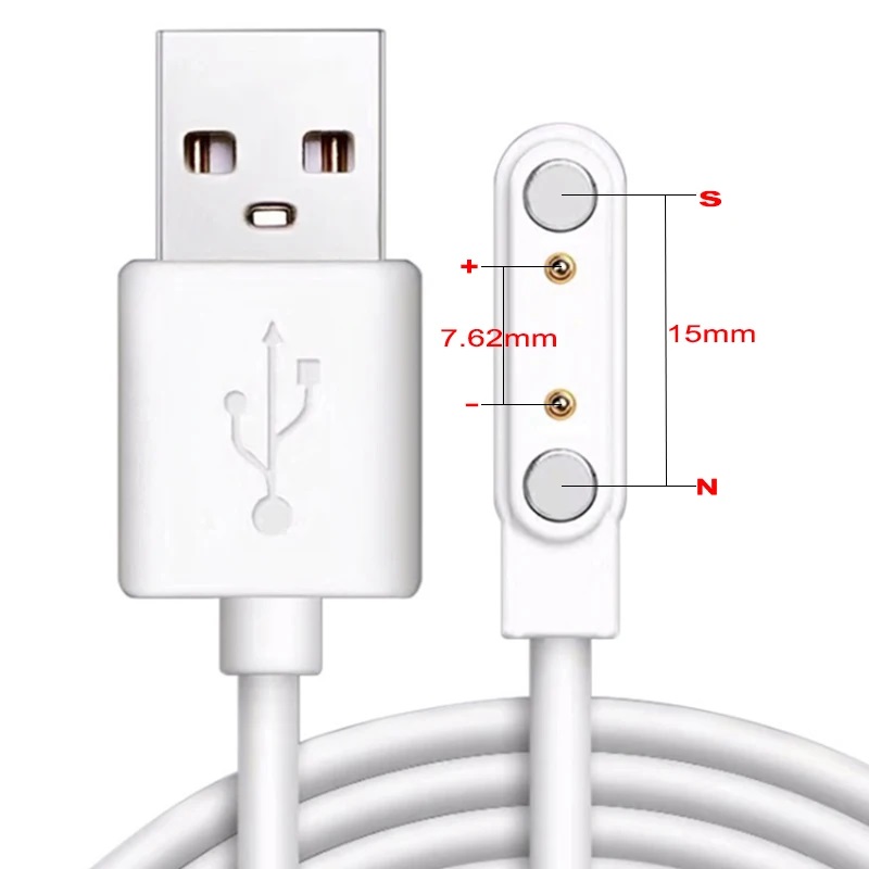 7.62mm Distance 2 pin magnetic charging cable USB Smart Watch Charger ...
