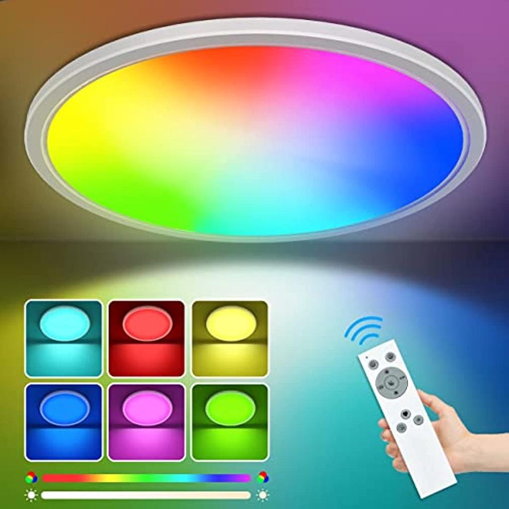 24W LED Ceiling Lamp with Remote Control 29 5cm RGB Color Change ...