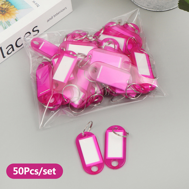 50Pcs Colorful Keychain Key Tag Label ID Name Room Address TEL Number ...