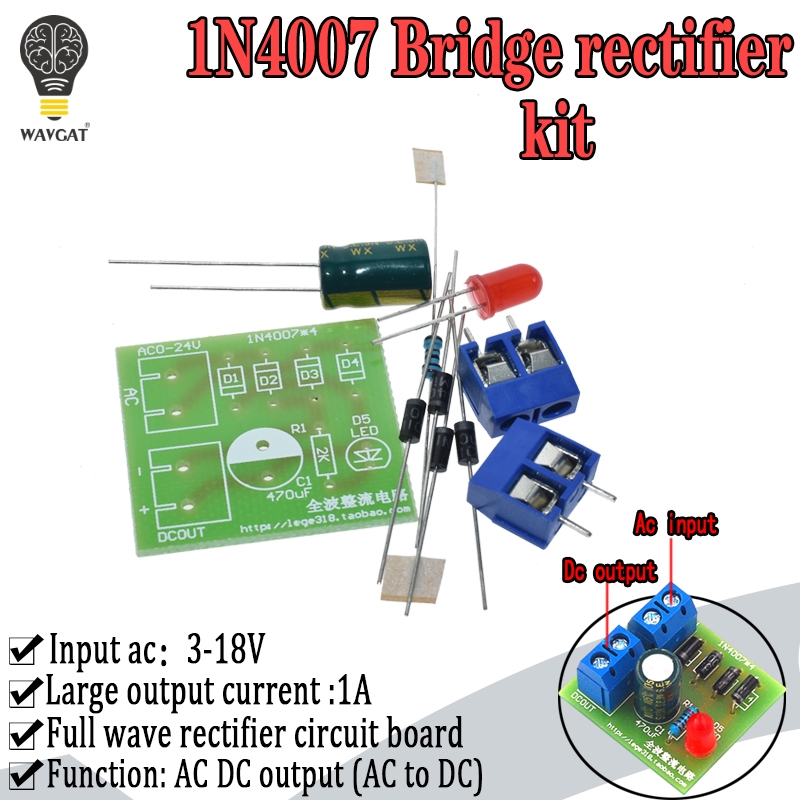【beauty code】1N4007 Diy Kit IN4007 Bridge Rectifier AC DC Full Wave ...