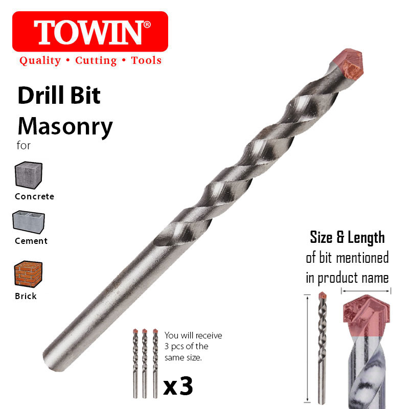 Drill Bit Masonry for Concrete Cement Brick - 3.5mm x 60mm - 3 pcs ...