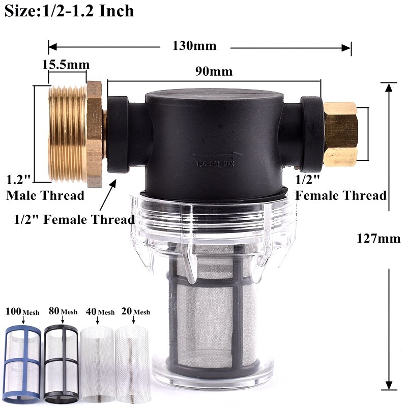 1/2 3/4 Garden Filter Pressure Pump Inlet Filter Watering Irrigation ...
