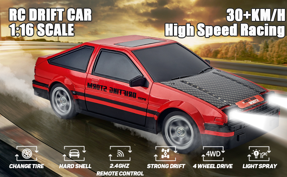 RC Drift Car 1:16 Scale 4WD RC Car with LED Lights | Daraz.lk