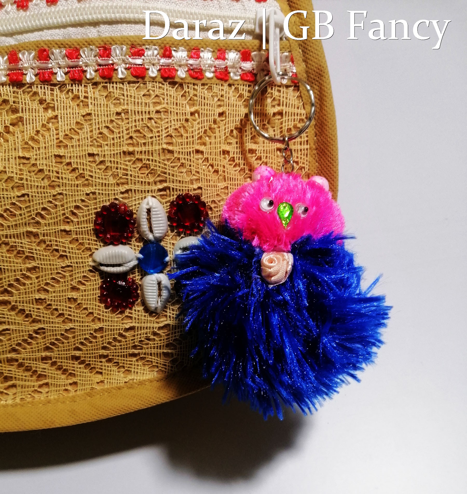 GB Fancy Cute Fluffy Pompom Key Chain Holder For Women Girls Handbags ...