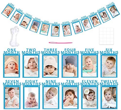 Kids 12 Months Photo Banner 1st Birthday Baby Photo Banner for Monthly ...