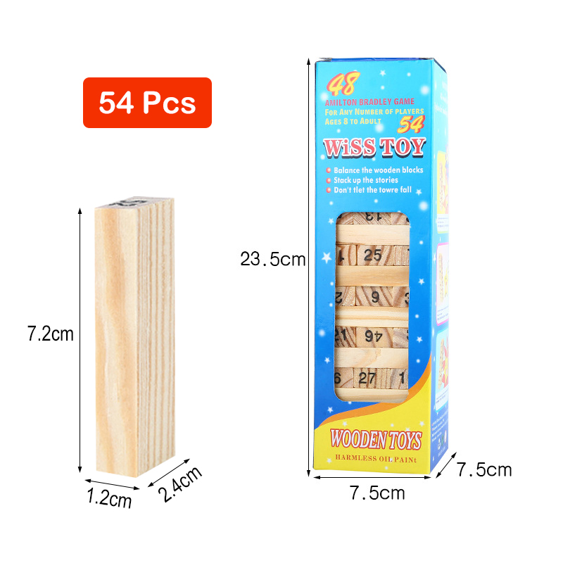 Jenga Stacking Blocks Wooden 54 PCS BIG Educational Building Blocks ...