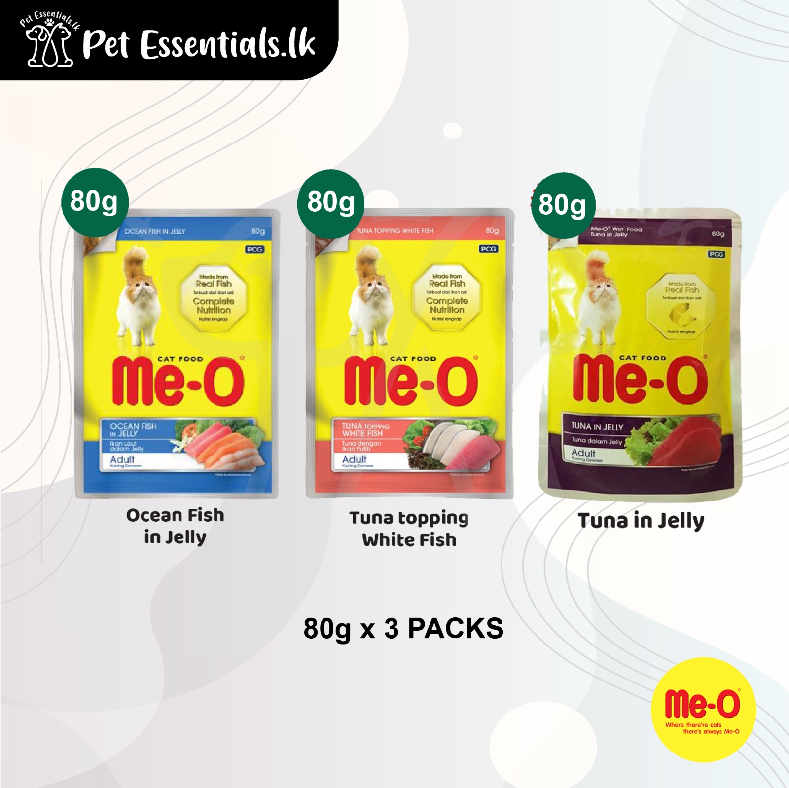Me-O Adult Wet food (Combo Pack) (80g X 3) | Daraz.lk