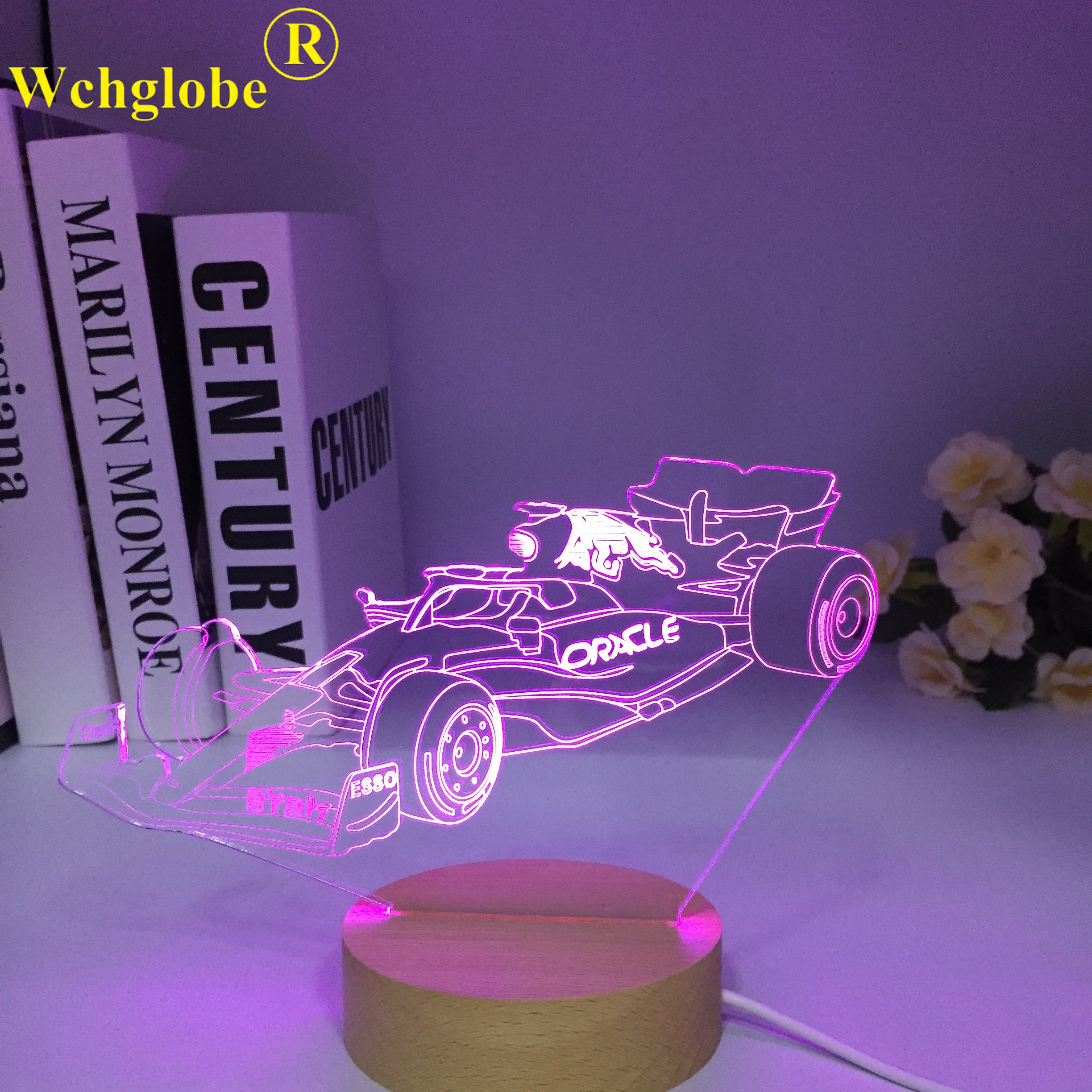 3d Illusion Lamp F1 Wooden Sports Car Nightlight for Child Bedroom ...