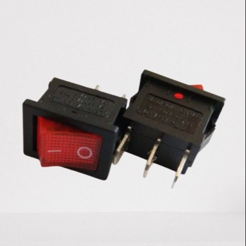KCD1 6A 250V 3 pin SPST red color plastic rocker indicator switch ...